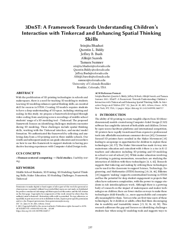 (PDF) 3DnST: A Framework Towards Understanding Children’s Interaction with Tinkercad and ...