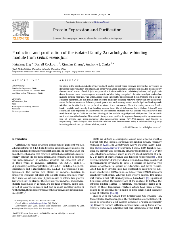 (PDF) Production and purification of the isolated family 2a ...