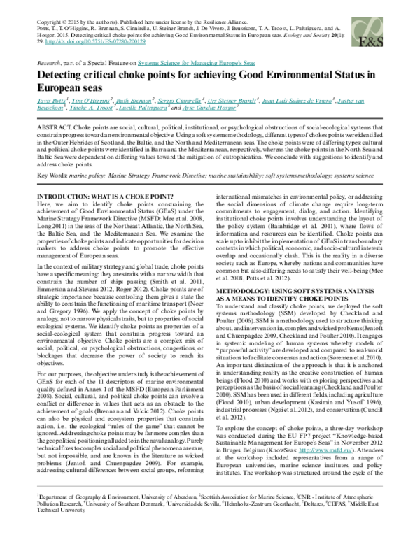 (PDF) Detecting critical choke points for achieving Good Environmental ...
