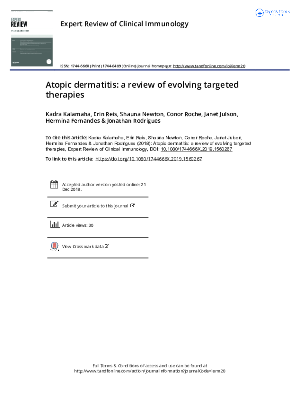 (PDF) Atopic dermatitis: a review of evolving targeted therapies