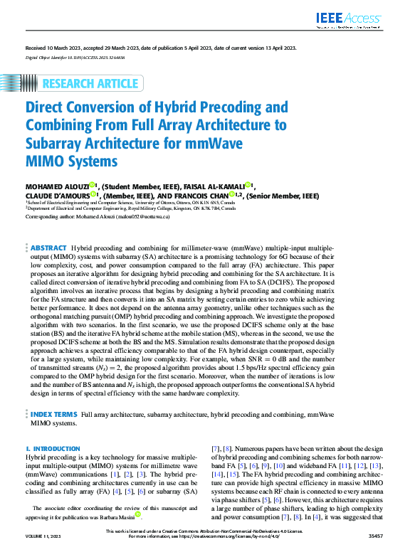 Pdf Direct Conversion Of Hybrid Precoding And Combining From Full Array Architecture To 6223