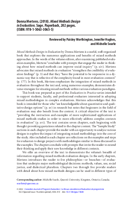 (PDF) Mixed Methods Design in Evaluation by Donna Mertens | Michelle ...