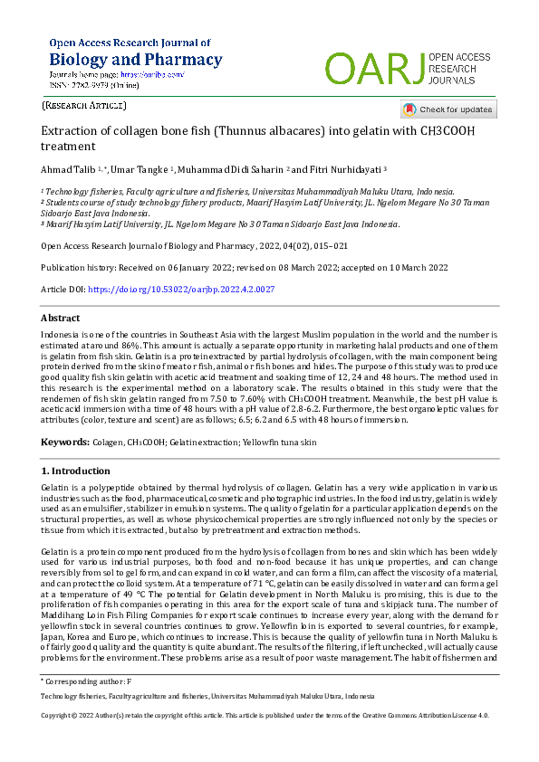 (PDF) Extraction of collagen bone fish (Thunnus albacares) into gelatin ...