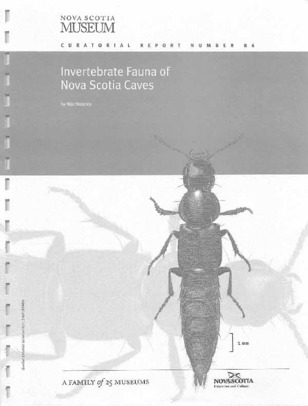 (PDF) Invertebrate Fauna of Nova Scotia Caves (Curatorial Report #86)