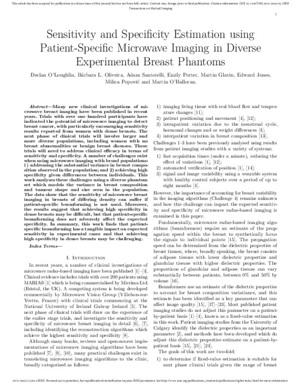 (PDF) Sensitivity and Specificity Estimation using Patient-Specific Microwave Imaging in Diverse ...