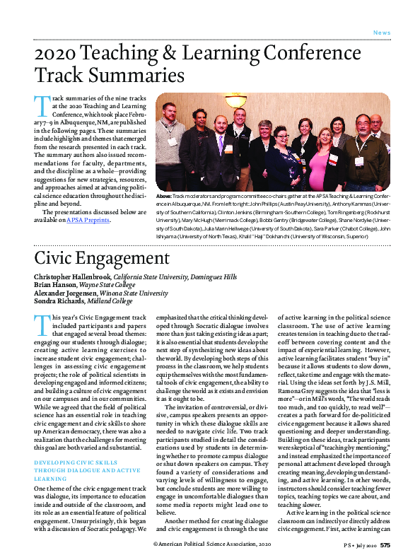 (PDF) 2020 Teaching Learning Conference Track Summaries