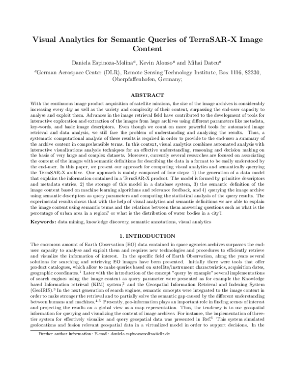 (PDF) Visual analytics for semantic queries of TerraSAR-X image content