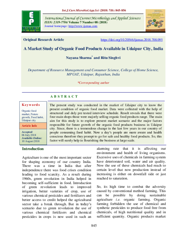 (PDF) A Market Study of Organic Food Products Available in Udaipur City ...
