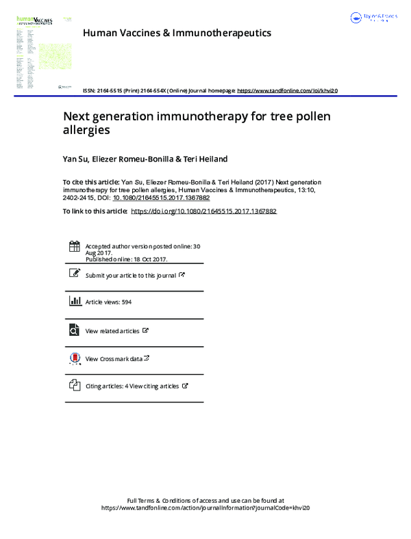 (PDF) Next generation immunotherapy for tree pollen allergies