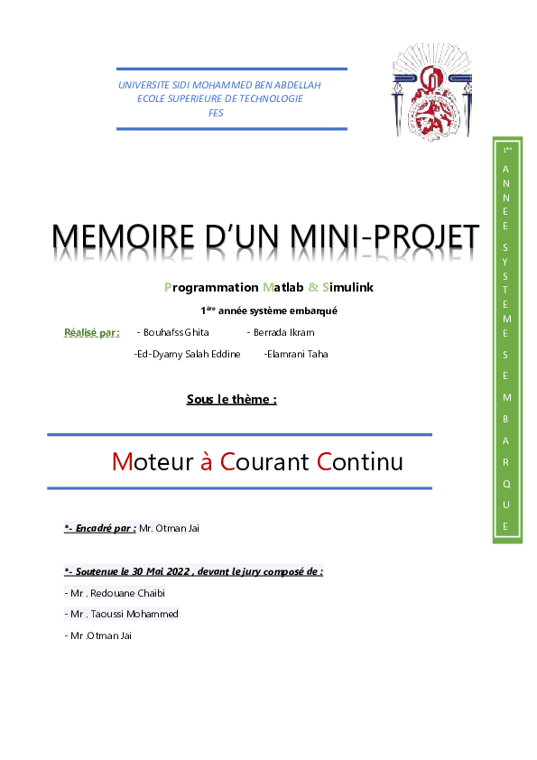 (PDF) Moteur à courant continu avec Matlab Simulink