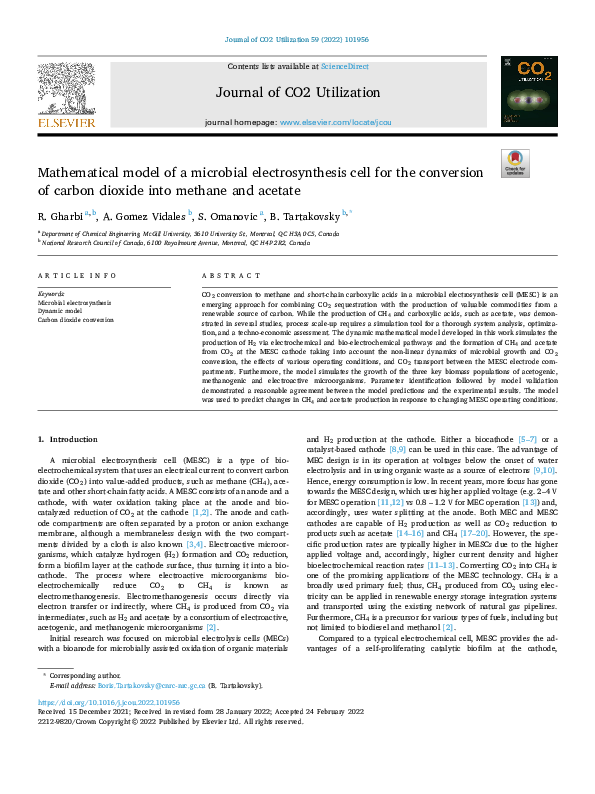 (PDF) Mathematical model of a microbial electrosynthesis cell for the ...