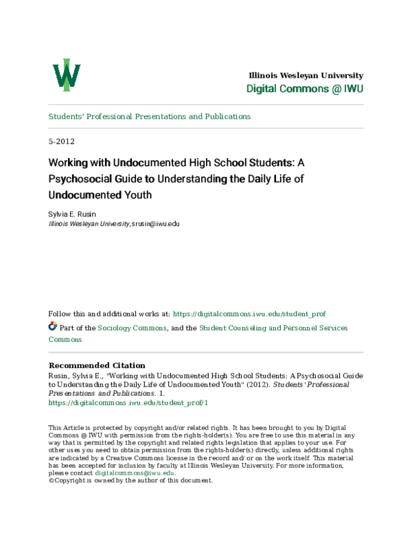 (PDF) Working with Undocumented High School Students: A Psychosocial ...
