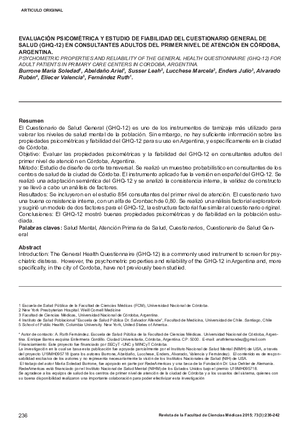 (PDF) [Psychometric properties and reliability of the general health ...