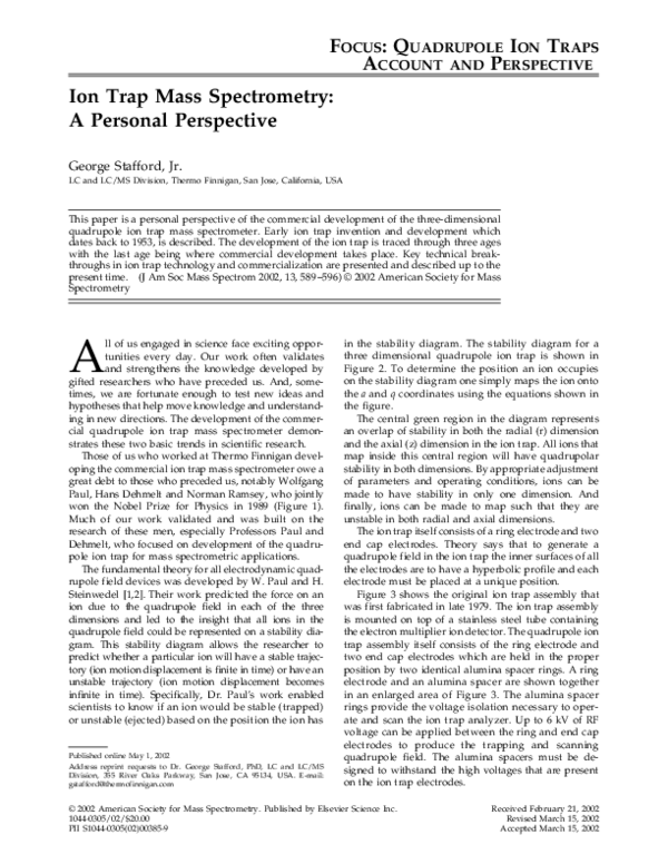 (PDF) Ion trap mass spectrometry: A personal perspective