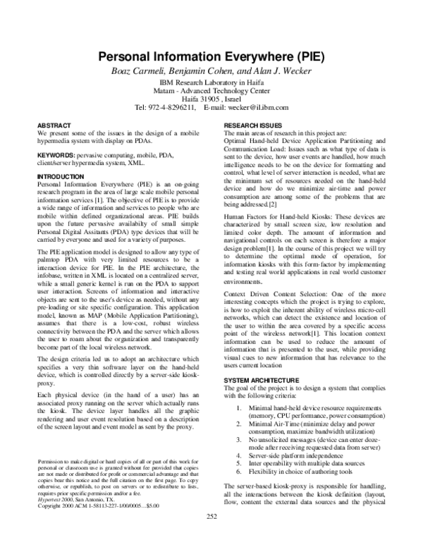 (PDF) Personal Information Everywhere (PIE)