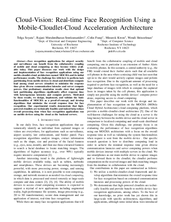 (PDF) Cloud-Vision: Real-time face recognition using a mobile-cloudlet-cloud acceleration ...