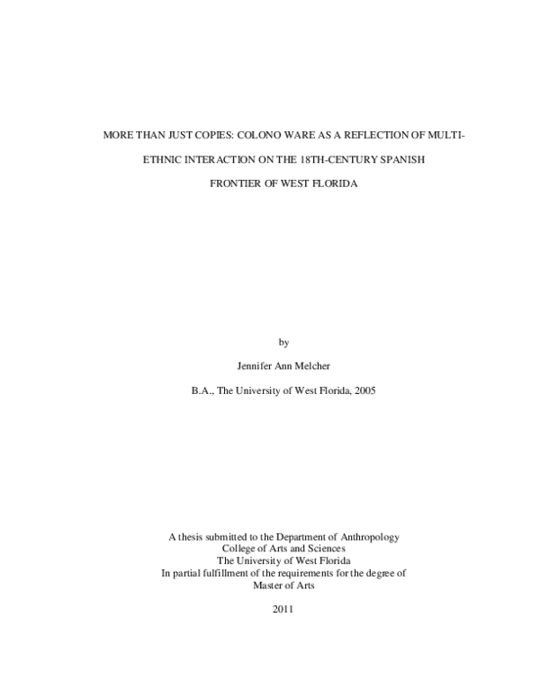 (PDF) More Than Just Copies: Colono Ware as a Reflection of Multiethnic ...