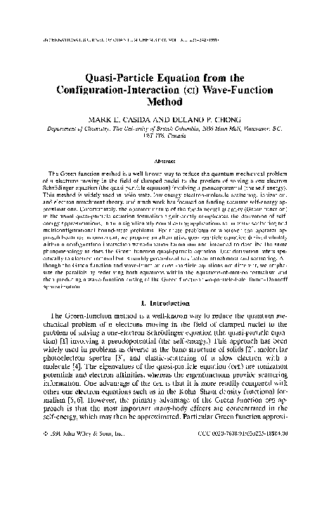 (PDF) Quasi-particle equation from the configuration-interaction (CI) wave-function method ...