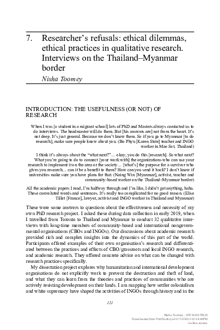 (PDF) 7. Researcher's refusals: ethical dilemmas, ethical practices in ...