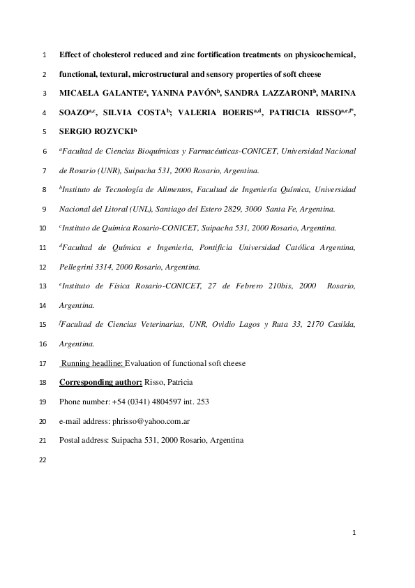 (PDF) Effect of cholesterol-reduced and zinc fortification treatments on physicochemical ...