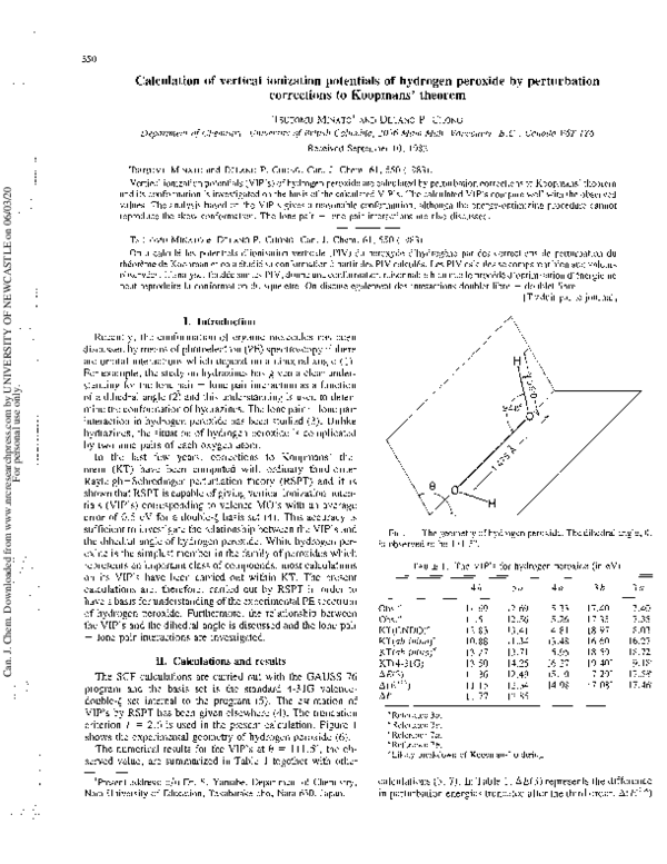 (PDF) Calculation of vertical ionization potentials of hydrogen ...