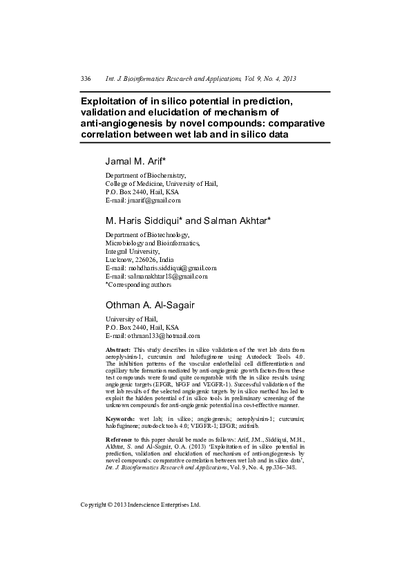 Pdf Exploitation Of In Silico Potential In Prediction Validation And