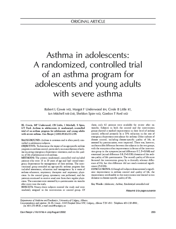 (PDF) Asthma in adolescents: a randomized, controlled trial of an asthma program for adolescents ...