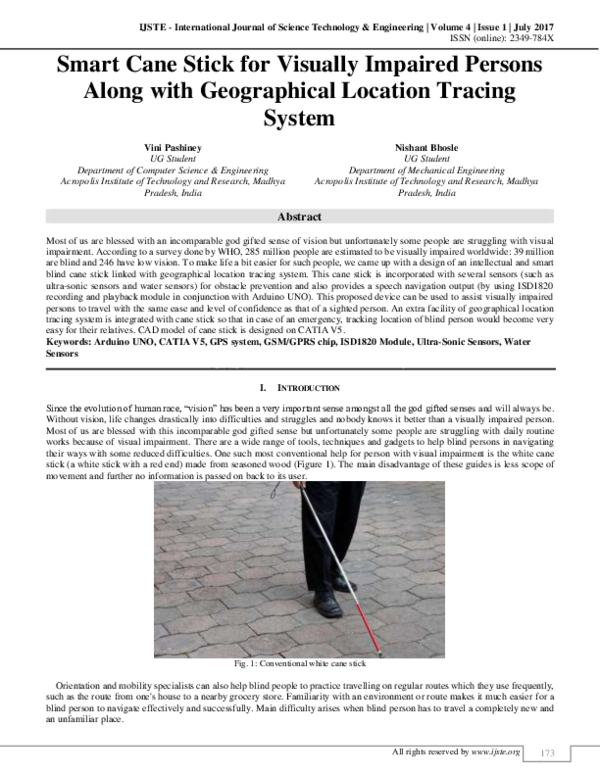 (PDF) Smart Cane Stick for Visually Impaired Persons Along with ...