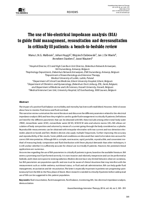 (PDF) The use of bio-electrical impedance analysis (BIA) to guide fluid ...