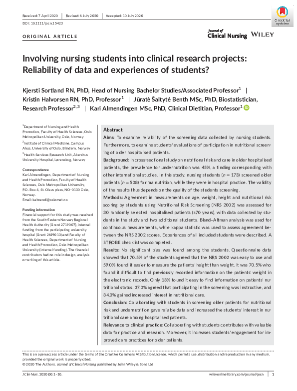(PDF) Involving nursing students into clinical research projects ...