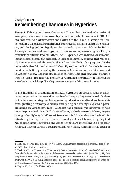 (PDF) Hyperides and the Rhetoric of Chaeronea