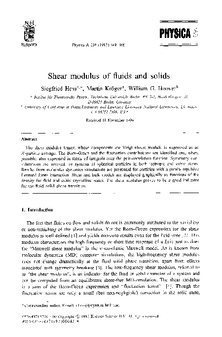 (PDF) Shear modulus of fluids and solids