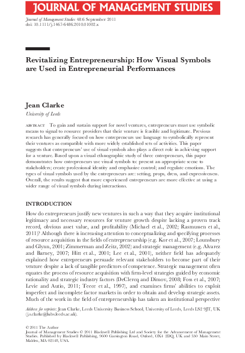 (PDF) Revitalizing Entrepreneurship: How Visual Symbols are Used in ...