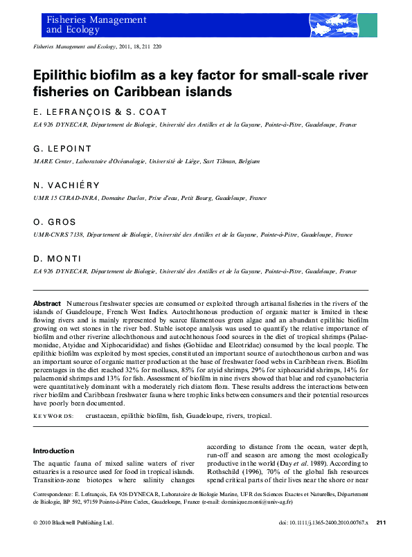(PDF) Epilithic biofilm as a key factor for small-scale river fisheries ...