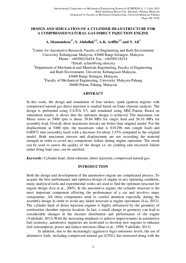 (PDF) Design and Simulation of a Cylinder Head Structure for a ...