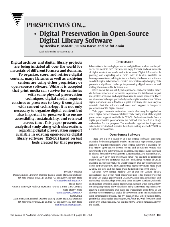 (PDF) Digital Preservation in Open-Source Digital Library Software