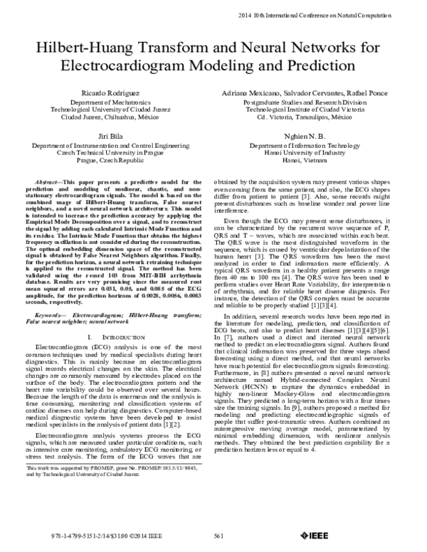 Pdf Hilbert Huang Transform And Neural Networks For Electrocardiogram Modeling And Prediction