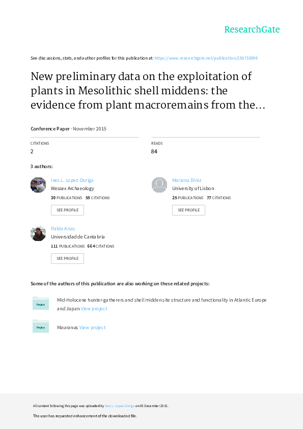(PDF) New preliminary data on the exploitation of plants in Mesolithic ...