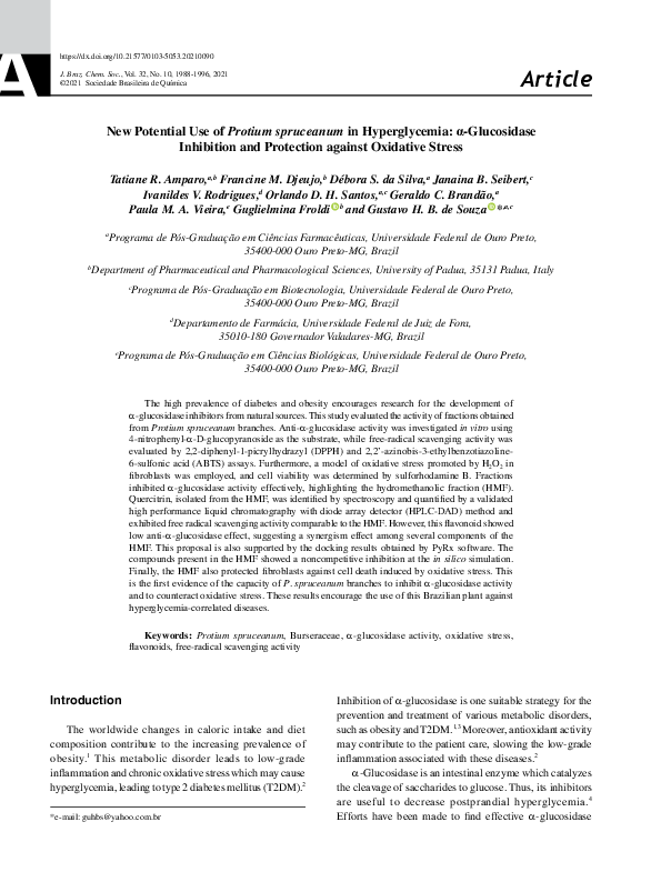 (PDF) New Potential Use of Protium spruceanum in Hyperglycemia: α ...