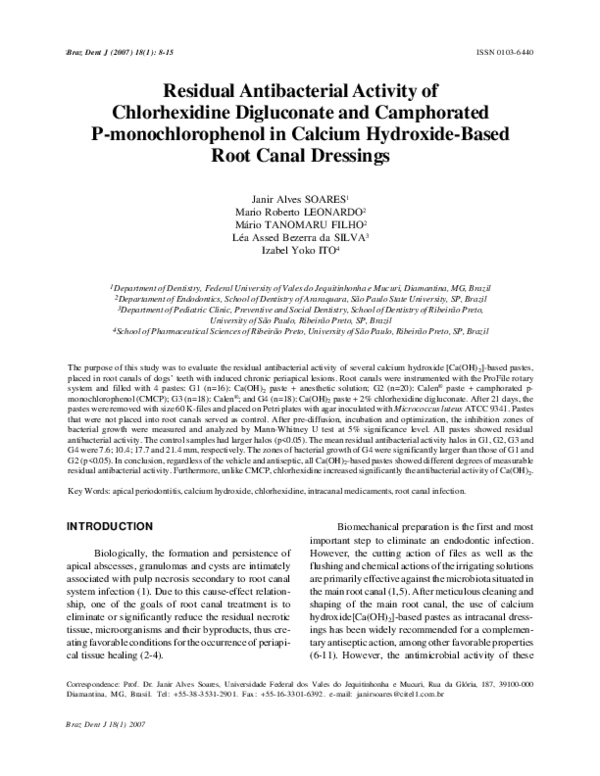 (PDF) Residual antibacterial activity of chlorhexidine digluconate and ...