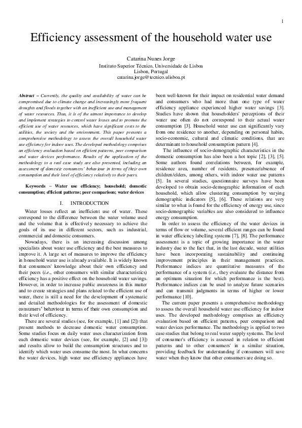 (PDF) Efficiency assessment of household water use