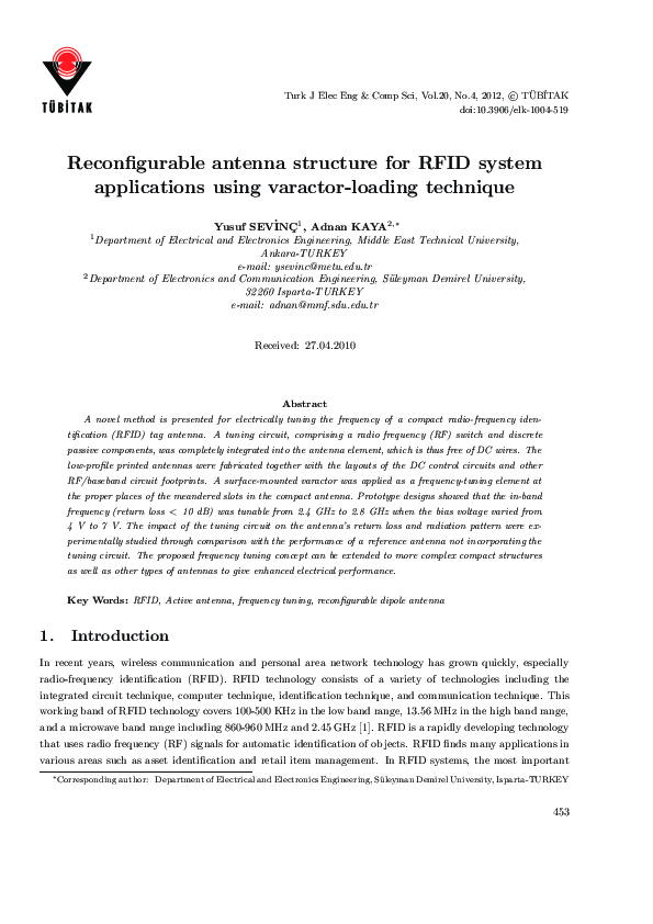 (PDF) Tunable RFID Antenna with Varactor Loading