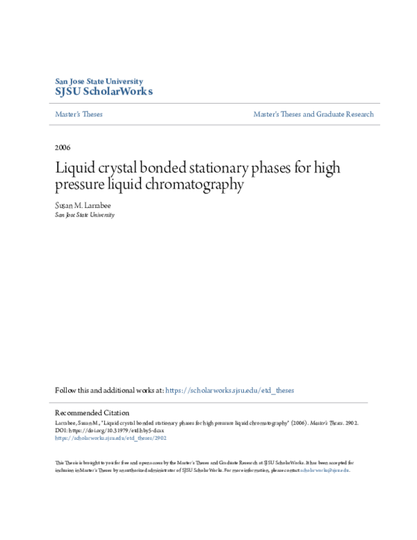 (PDF) Liquid crystal bonded stationary phases for high pressure liquid ...