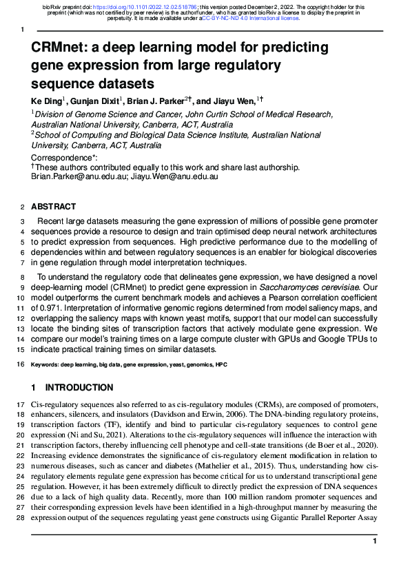 (PDF) CRMnet: a deep learning model for predicting gene expression from ...
