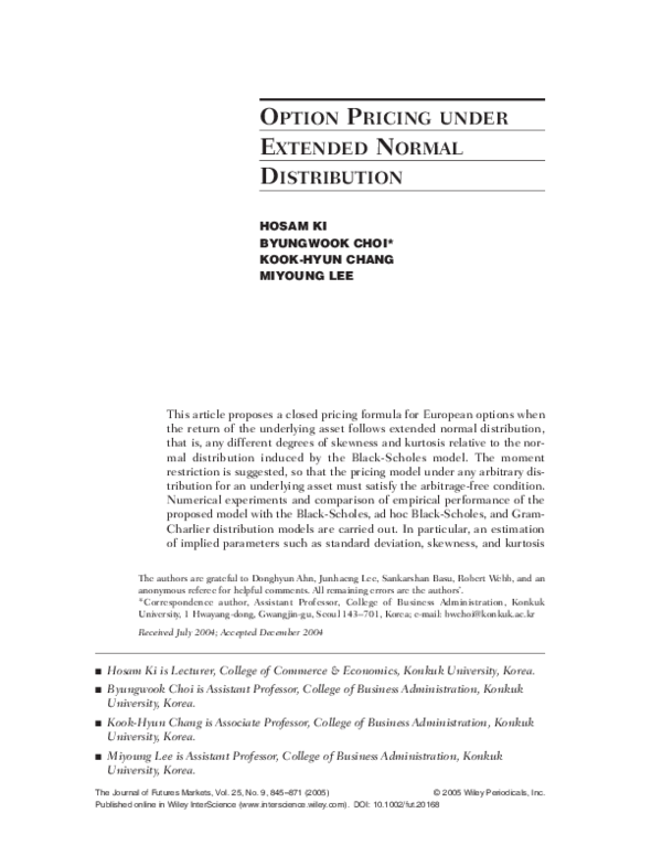(PDF) Option pricing under extended normal distribution