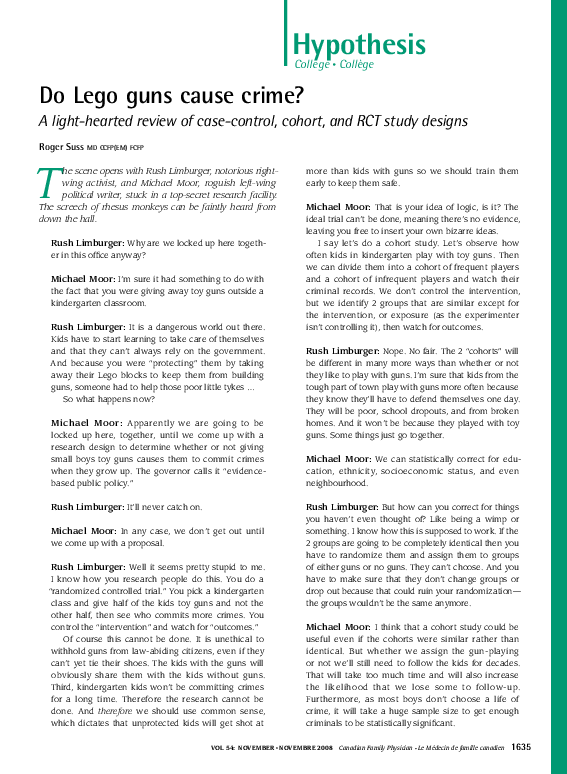 (PDF) Do Lego guns cause crime?: A light-hearted review of case-control ...