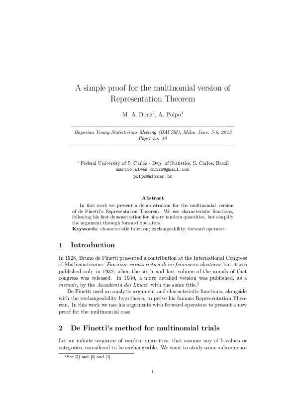 (PDF) A Simple Proof for the Multinomial Version of the Representation ...