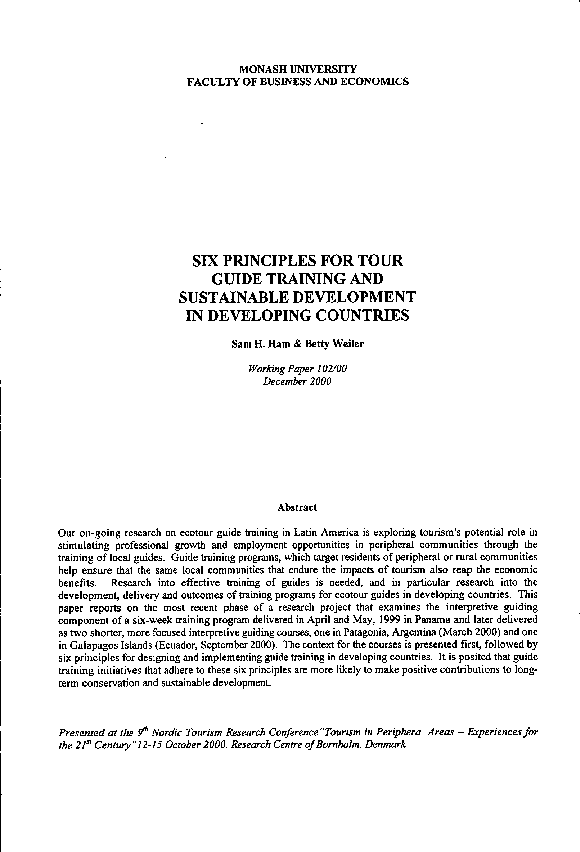 (PDF) Six principles for tour guide training and sustainable ...