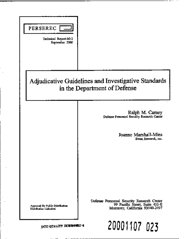 (PDF) Adjudicative guidelines and investigative standards in the ...