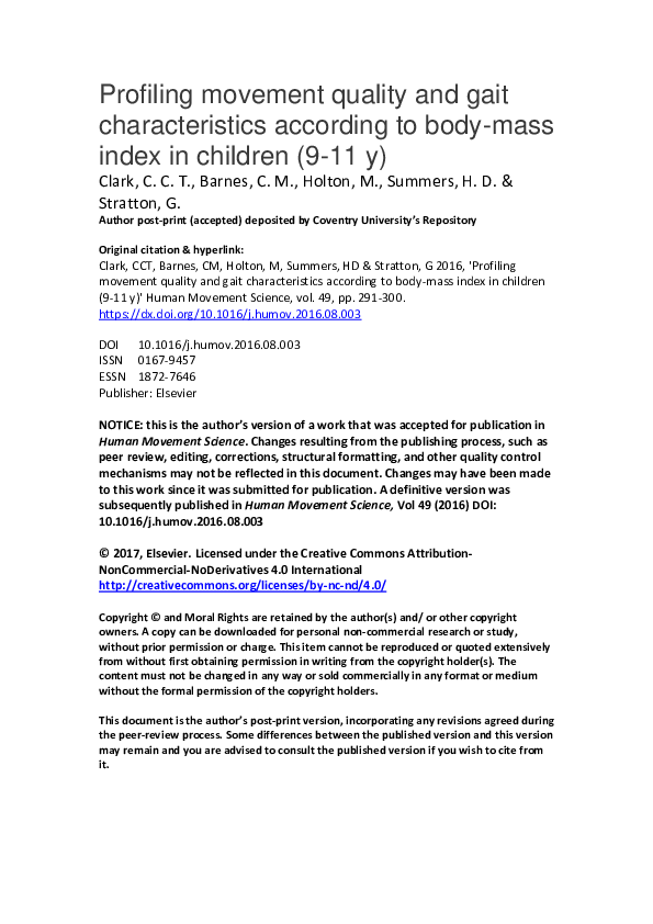 (PDF) Profiling movement quality and gait characteristics according to ...